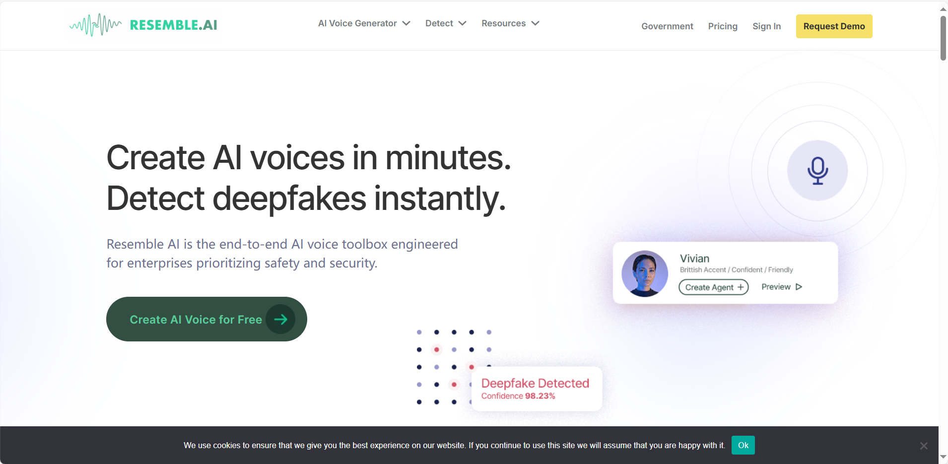 Resemble AI官网 - Resemble AI 是一个专注于安全性和保障性的端到端 AI 语音工具箱，能够快速生成 AI 语音并即时检测深度伪造音频。它支持文本转语音、语音克隆、多语言 ...